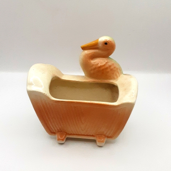 None | Other | Vintage Stork Cradle Planter Pink Green | Poshmark